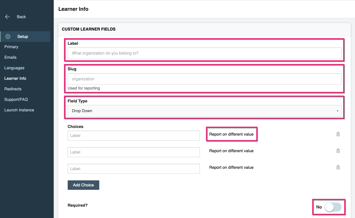 Using Custom Learner Fields – Thought Industries