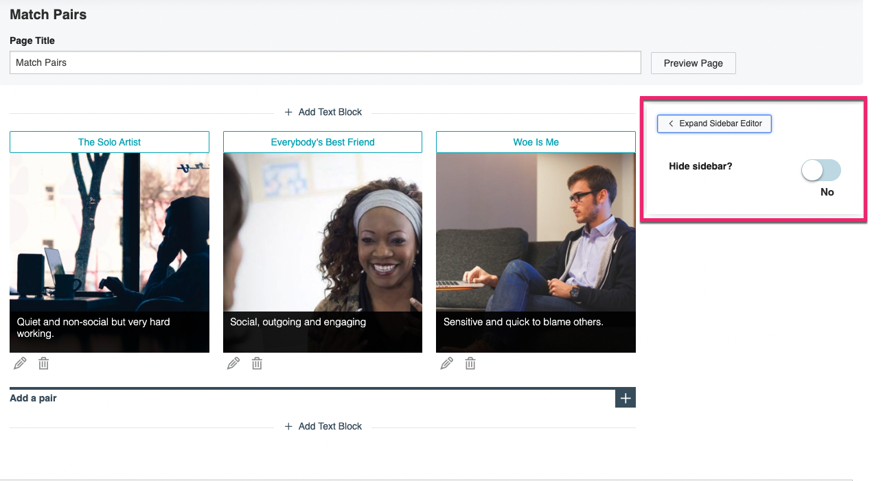 Creating a Match Pairs Page – Thought Industries