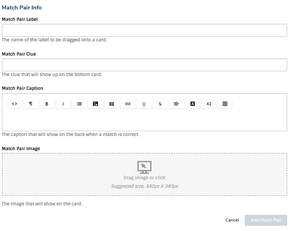 Creating a Match Pairs Page – Thought Industries
