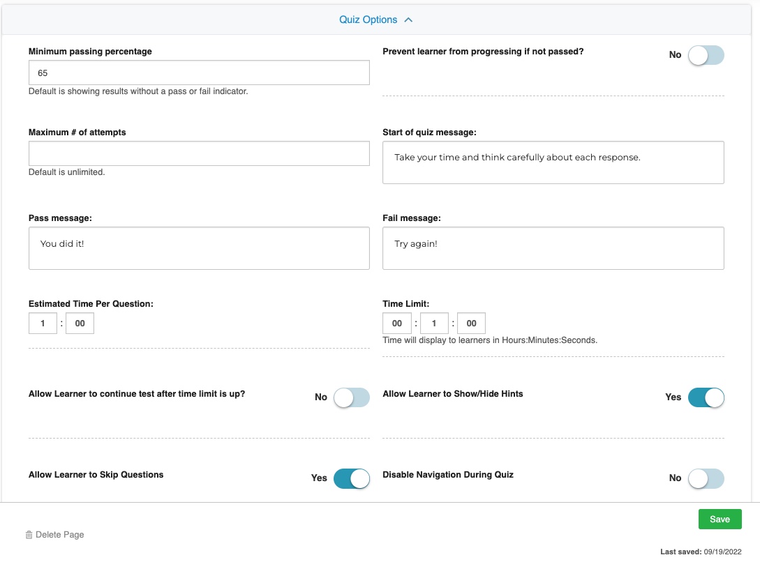 Creating a Quiz Page – Thought Industries