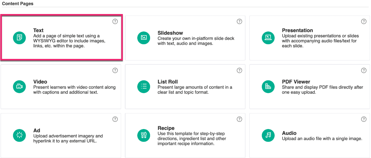 Creating a Text Page – Thought Industries