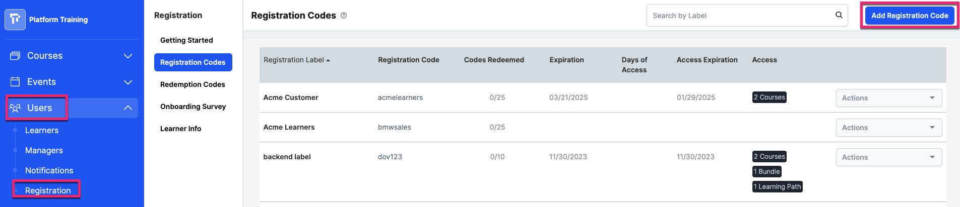 Managing Learners with Registration Codes – Thought Industries
