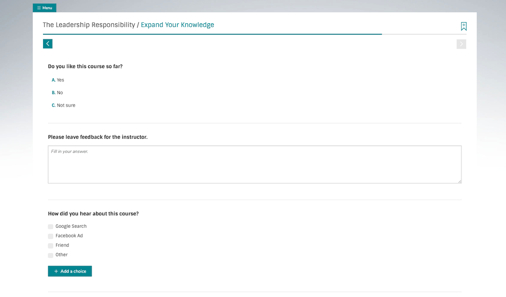 Creating a Survey Page – Thought Industries